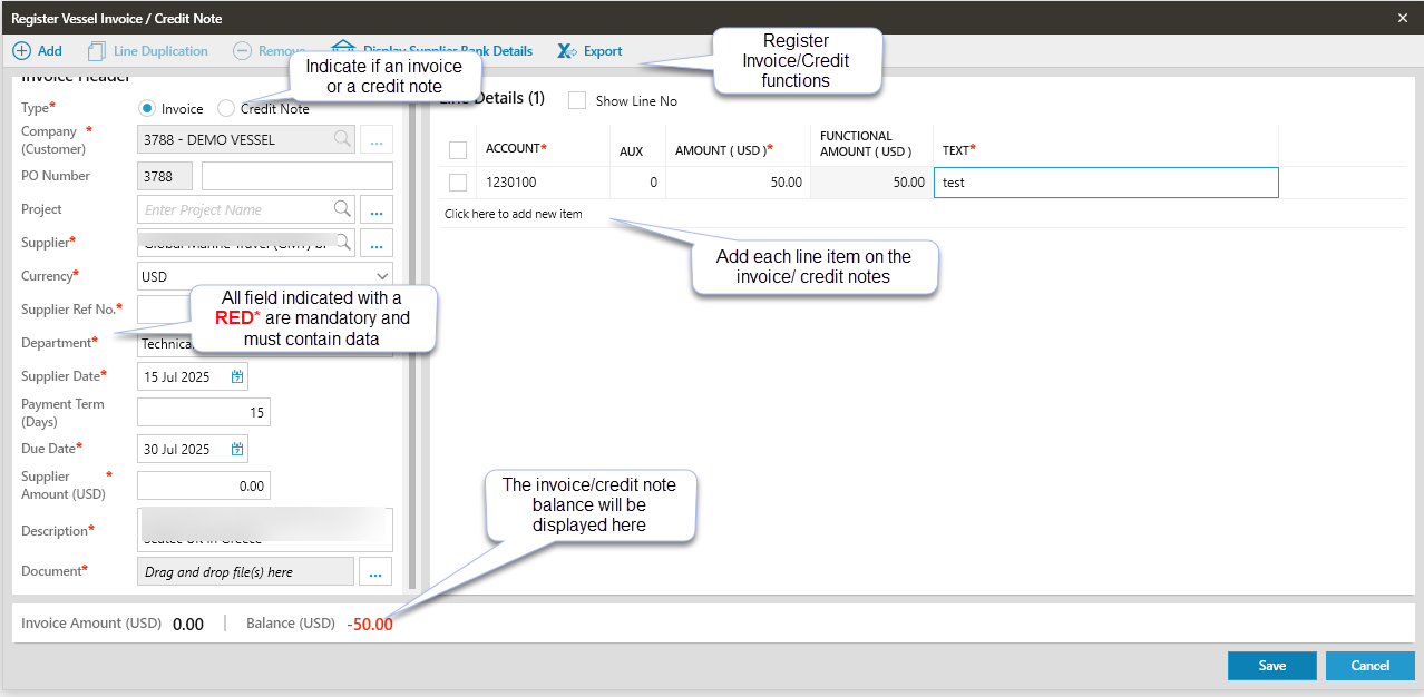 Vessel Cost Approval - Create Invoice